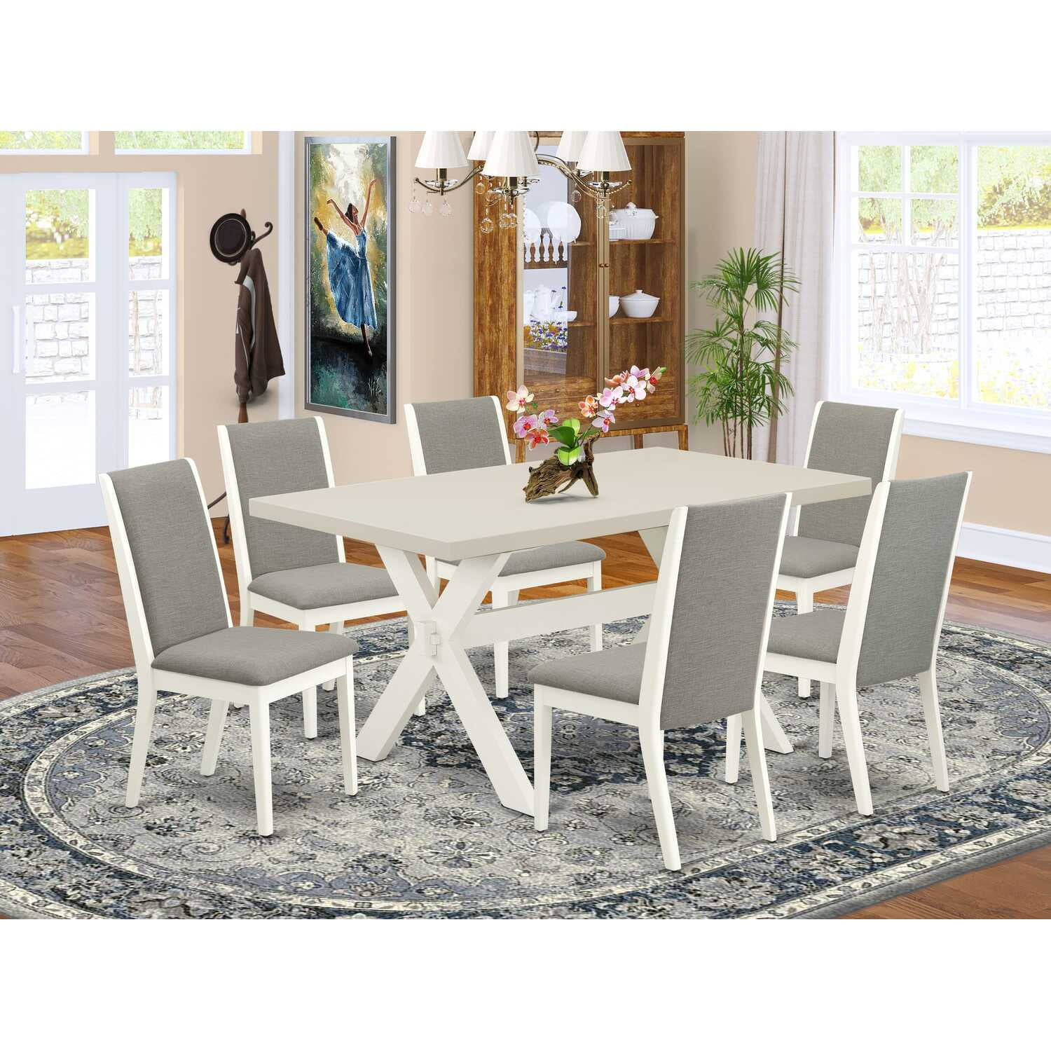 East West Furniture X026LA206-7 7-Piece Amazing Dining Table Set an ...