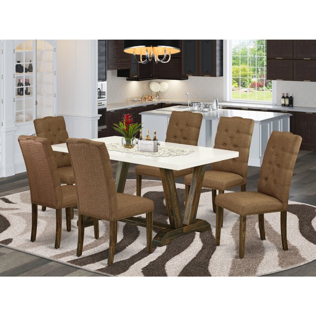 East West Furniture X027CE215-7 - 7-Piece Kitchen Dining Table Set - 6 ...