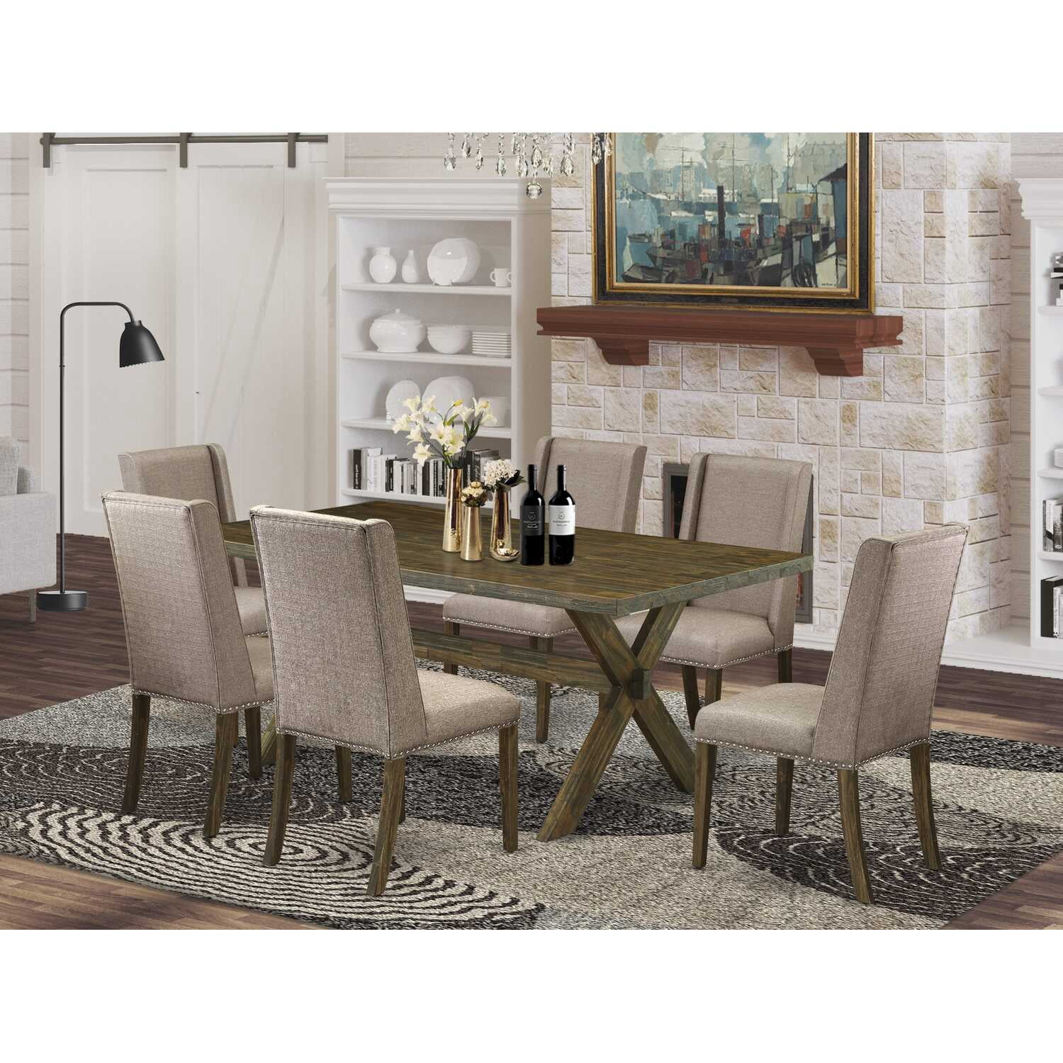 East West Furniture X027DR207-9 - 9-Piece Small Dining Table Set - 8 Parson Chairs and Dining ...