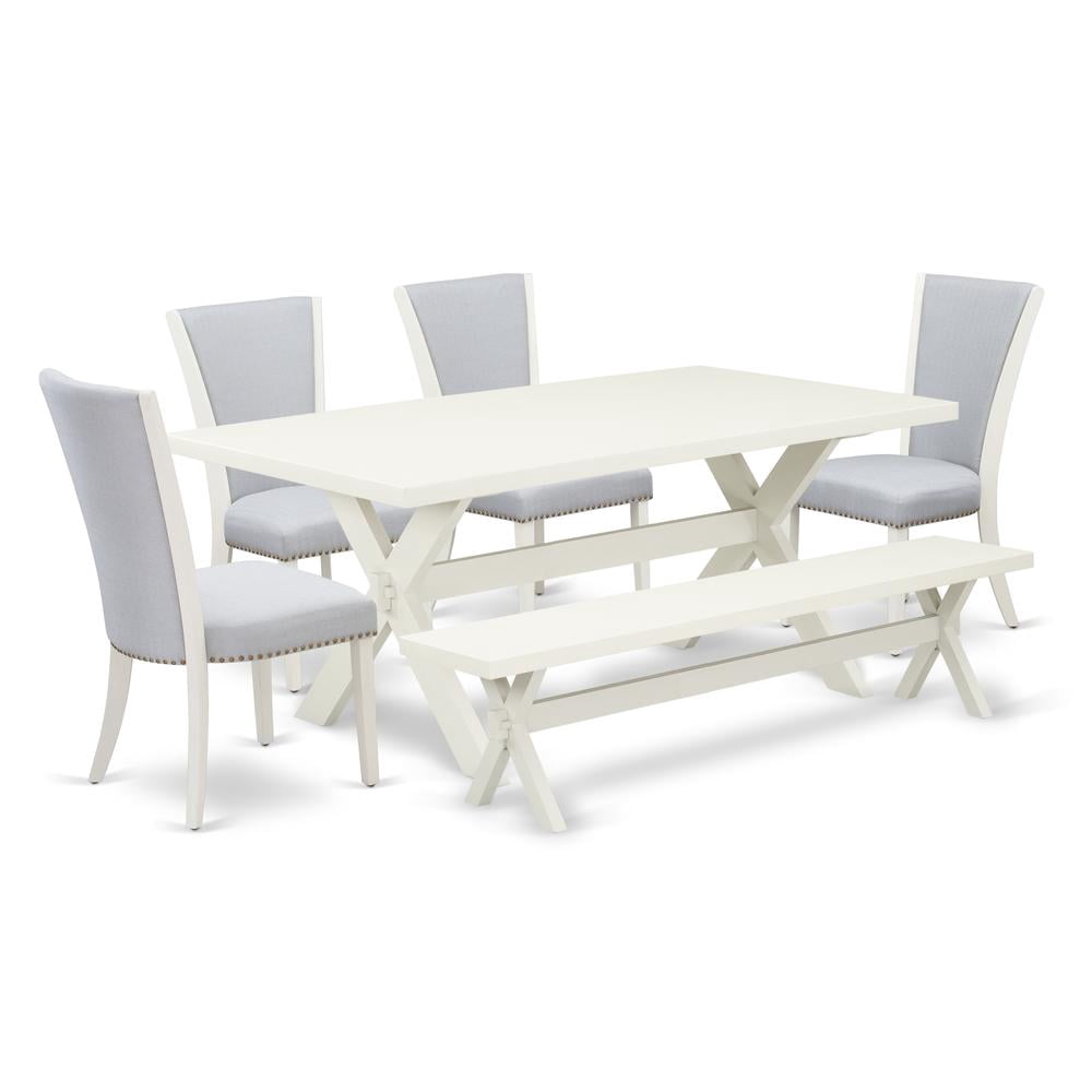 East West Furniture X027VE005-6 6 Piece Table Set - Linen White Wooden ...