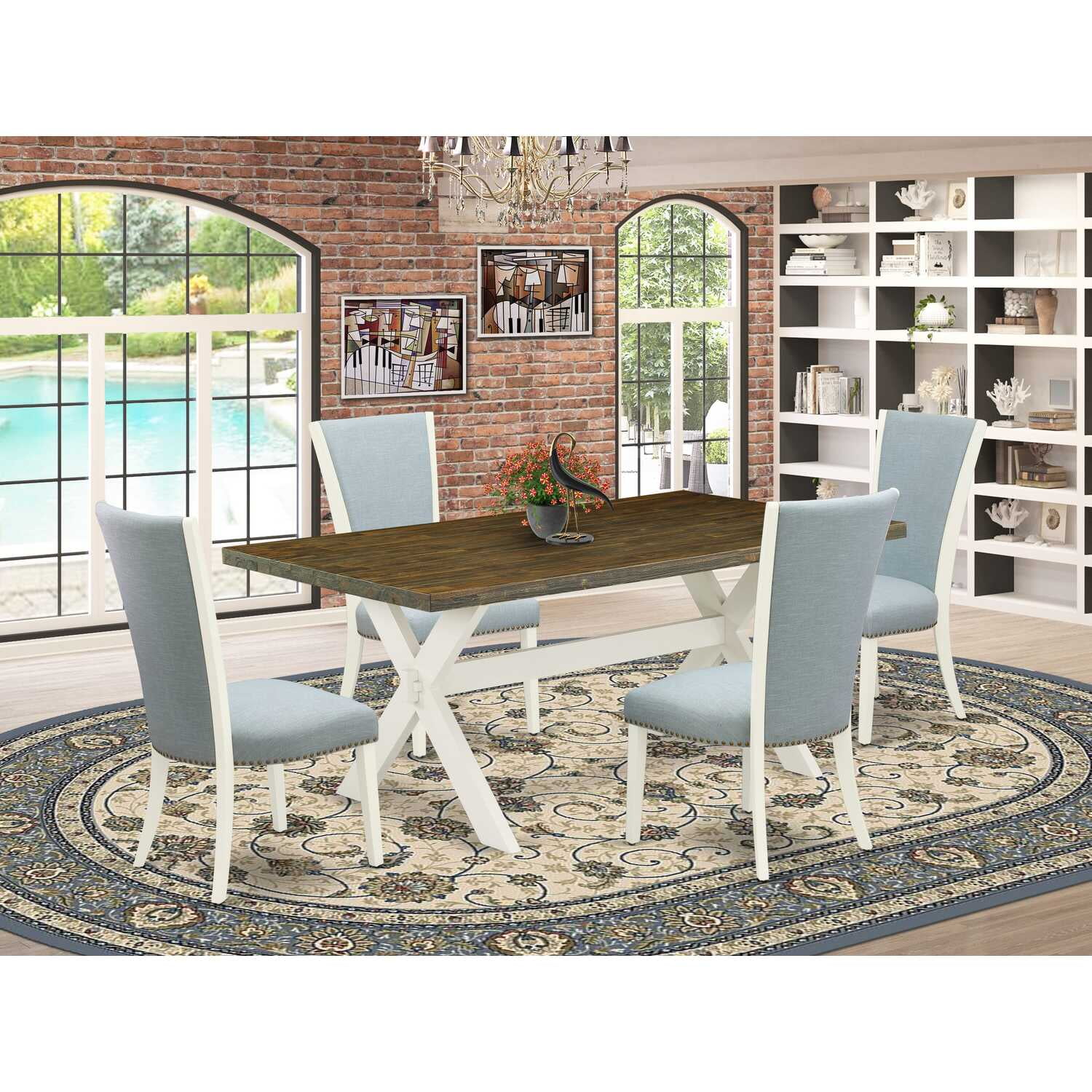 East West Furniture X077VE215-5 5 Piece Kitchen Table Set - 4 Baby Blue ...