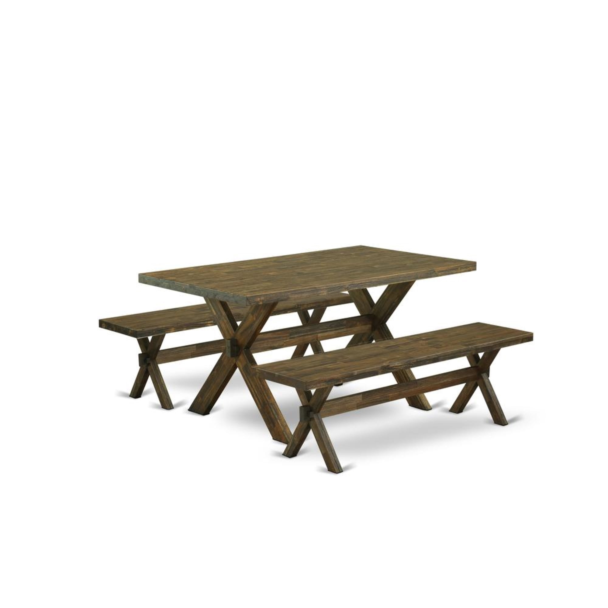 East West Furniture X2-776 3 Piece Kitchen Table Set - 1 Distressed ...
