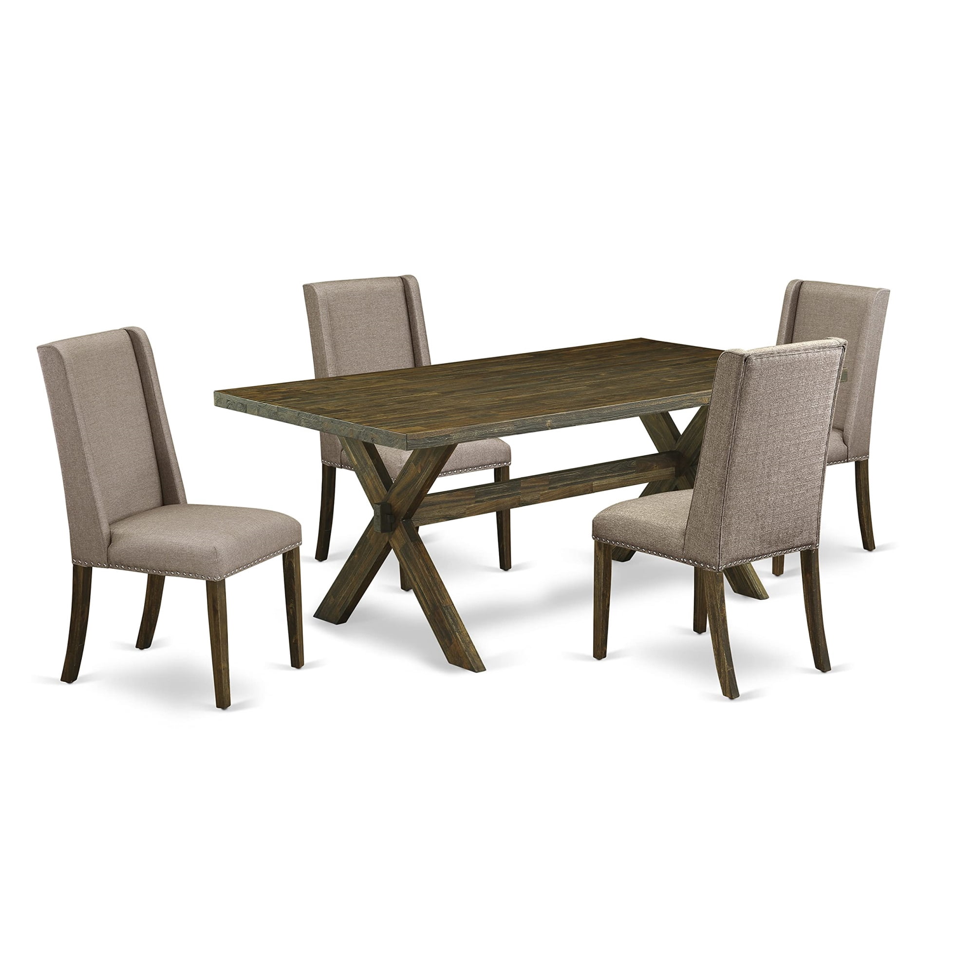 East West Furniture X777FL716-5 5 Piece Dining Set Includes a Rectangle ...