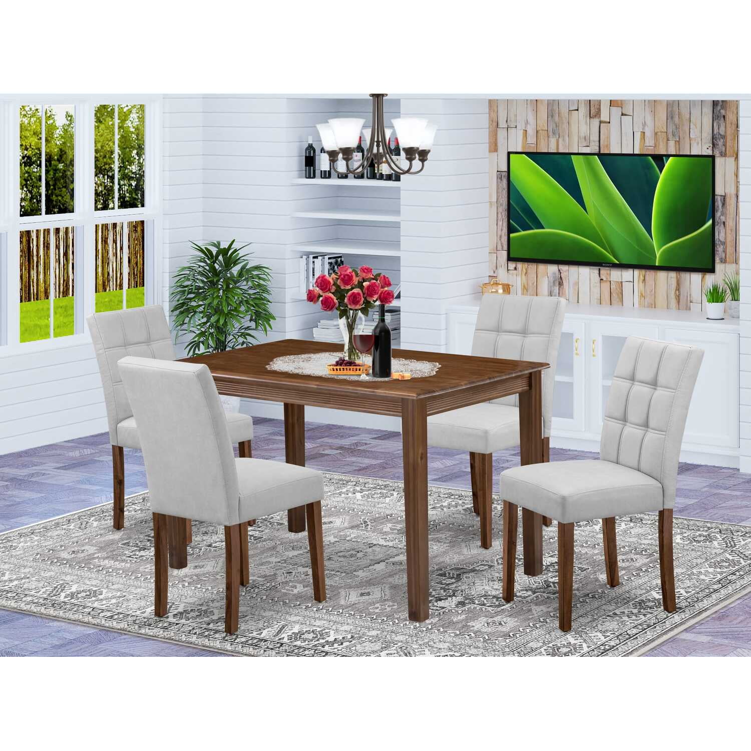 East West Furniture YAAS5-AWA-27 5 Piece Kitchen Table Set Includes a ...