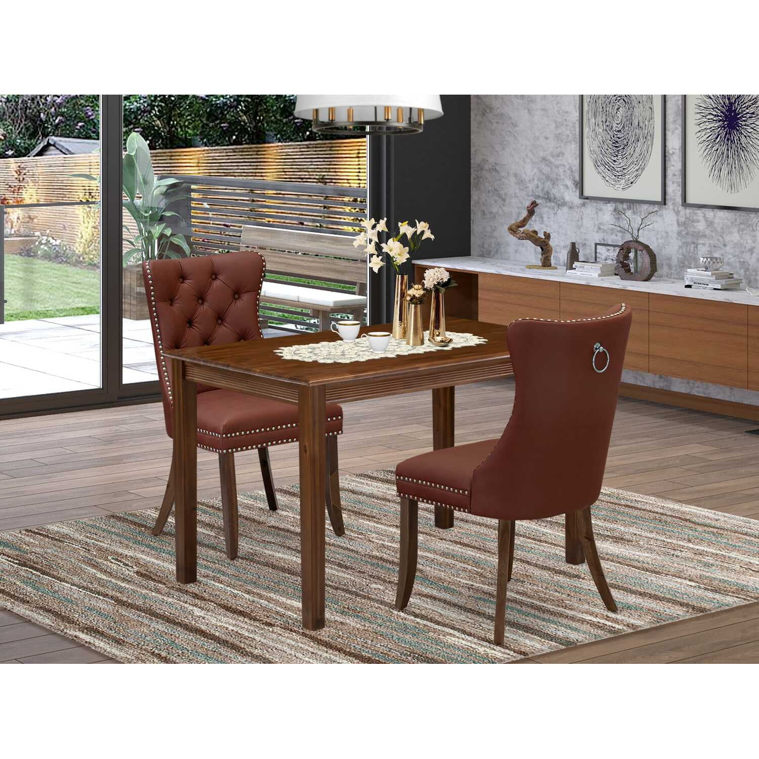 East West Furniture YADA3-AWA-26 3 Piece Dining Set Includes a ...