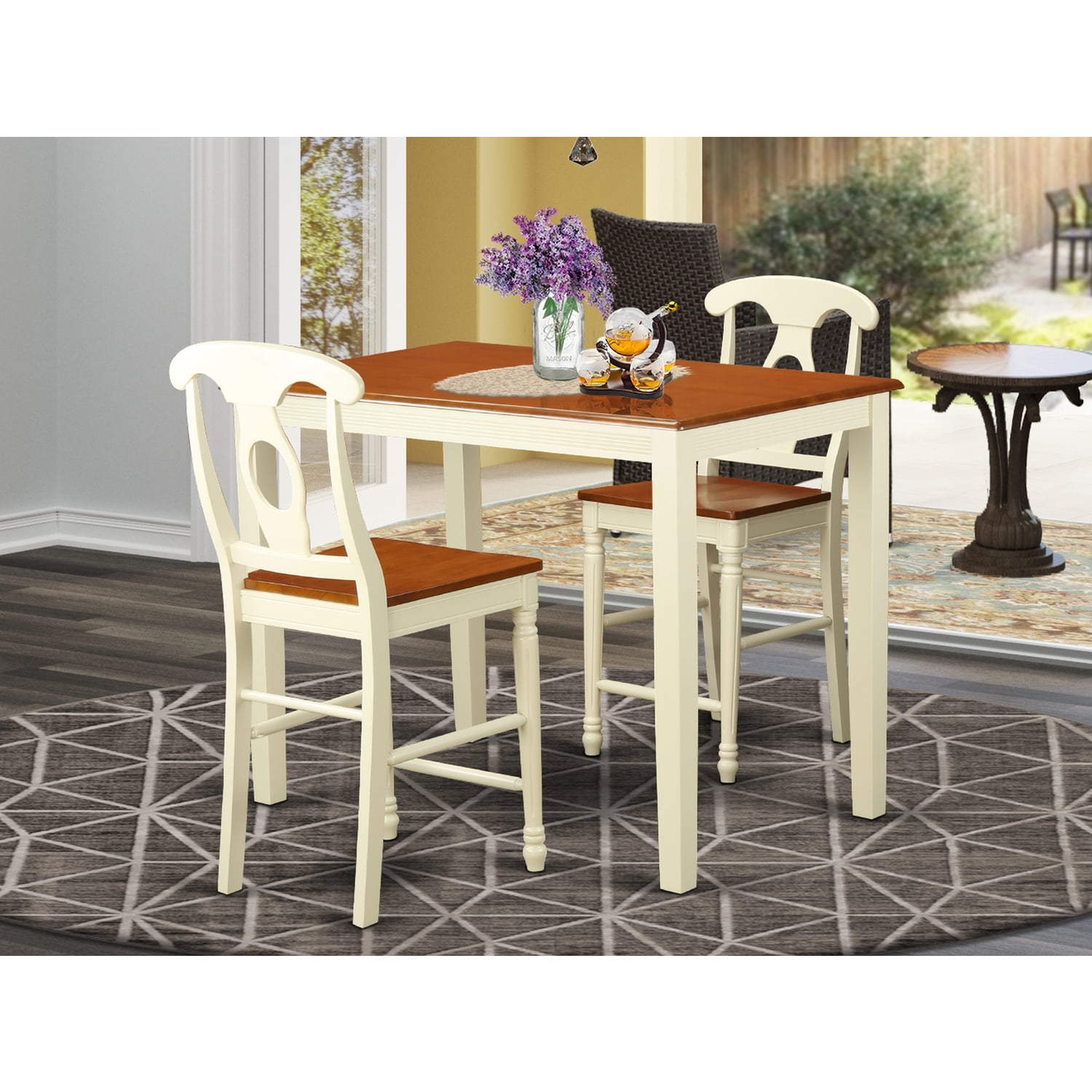 East West Furniture Yarmouth 3-piece Dining Table Set in Buttermilk and ...