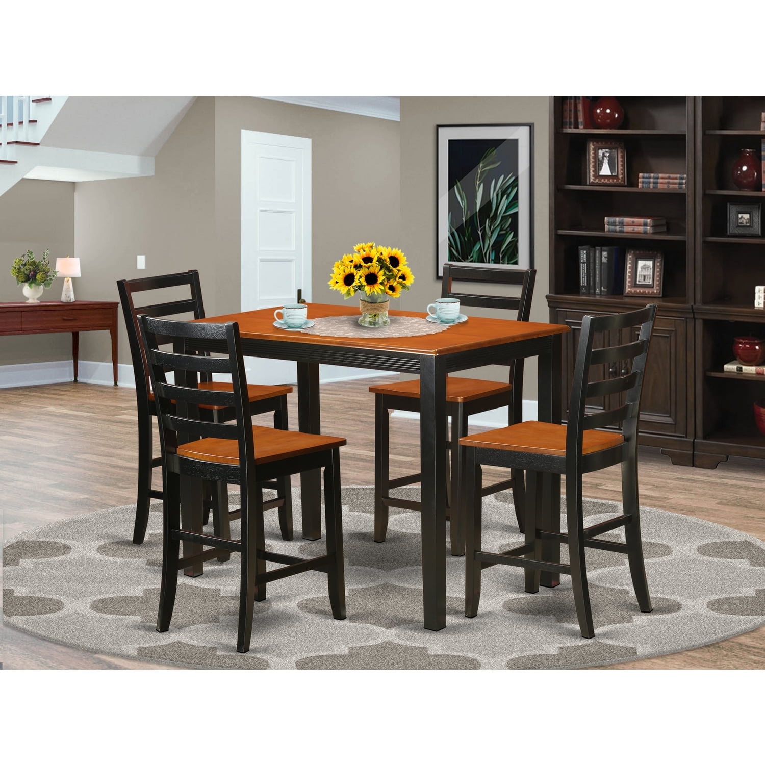 East West Furniture Yarmouth 5-piece Wood Dining Room Table Set in ...
