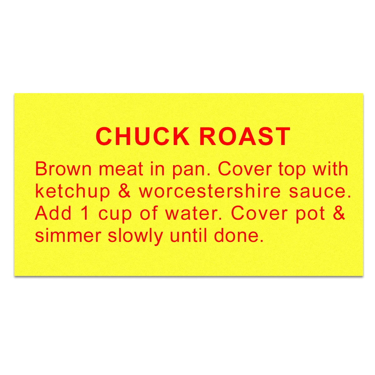 East West Label Chuck Roast Die-Cut Greaseproof Recipe Label Orange ...