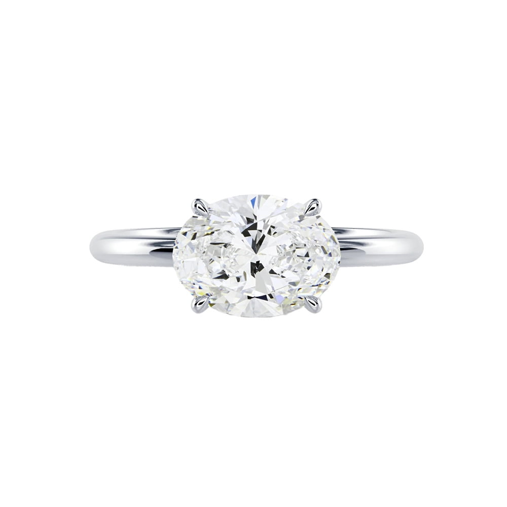 East West Oval Cut Diamond Engagement Wedding Ring, Delicate Solitaire ...