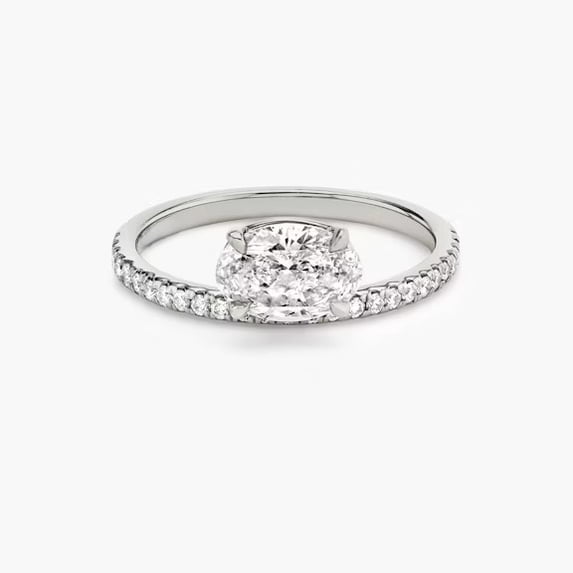 East West Oval Cut Diamond Ring, Half Eternity Ring, Promise Gift Ring ...