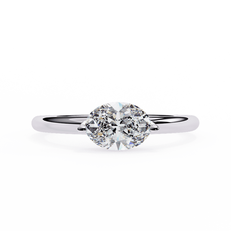 East West Ring 0.86 CT Oval Cut Lab Grown Diamond Solitaire Wedding ...