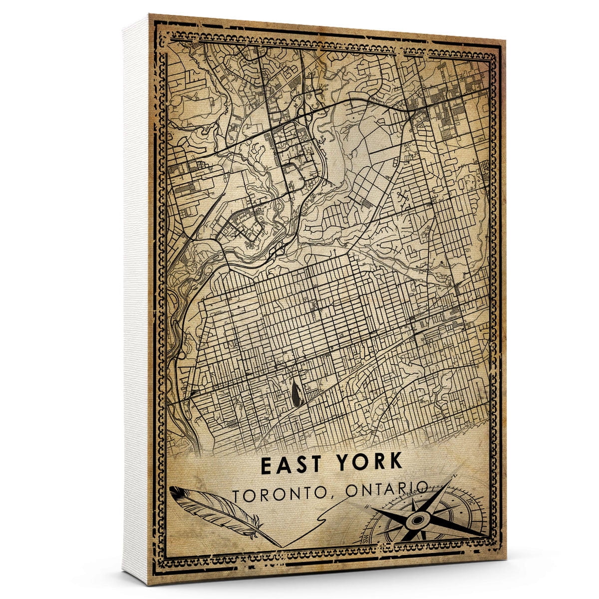 East York Vintage Map Prints Canvas, Ontario Map Art Canvas, Canvas ...