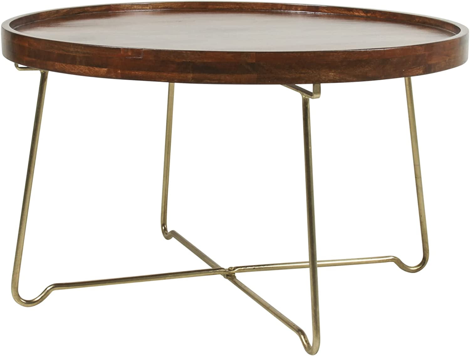East at Main Aria 30" Round Mango Wood Tray Top Coffee Table with Metal ...