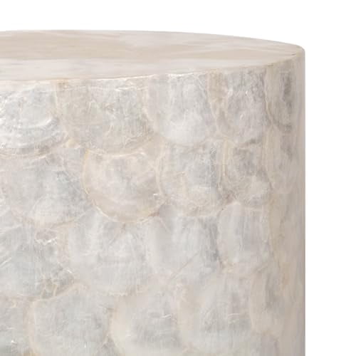 East at Main Capiz Shell Side Table – White Accent Table, Small ...