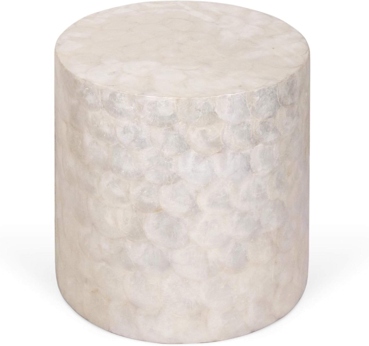 East at Main Capiz Shell Side Table – White Accent Table, Small ...