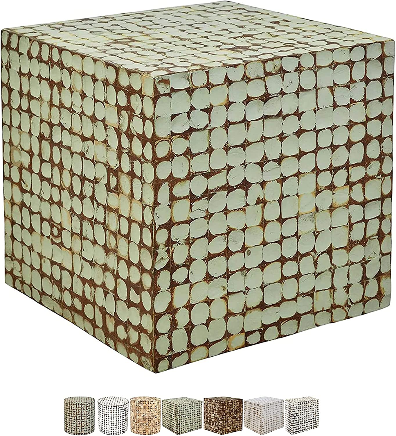 East at Main Round Side Table - Real Coconut Shell Mosaic Inlaid, Pre ...