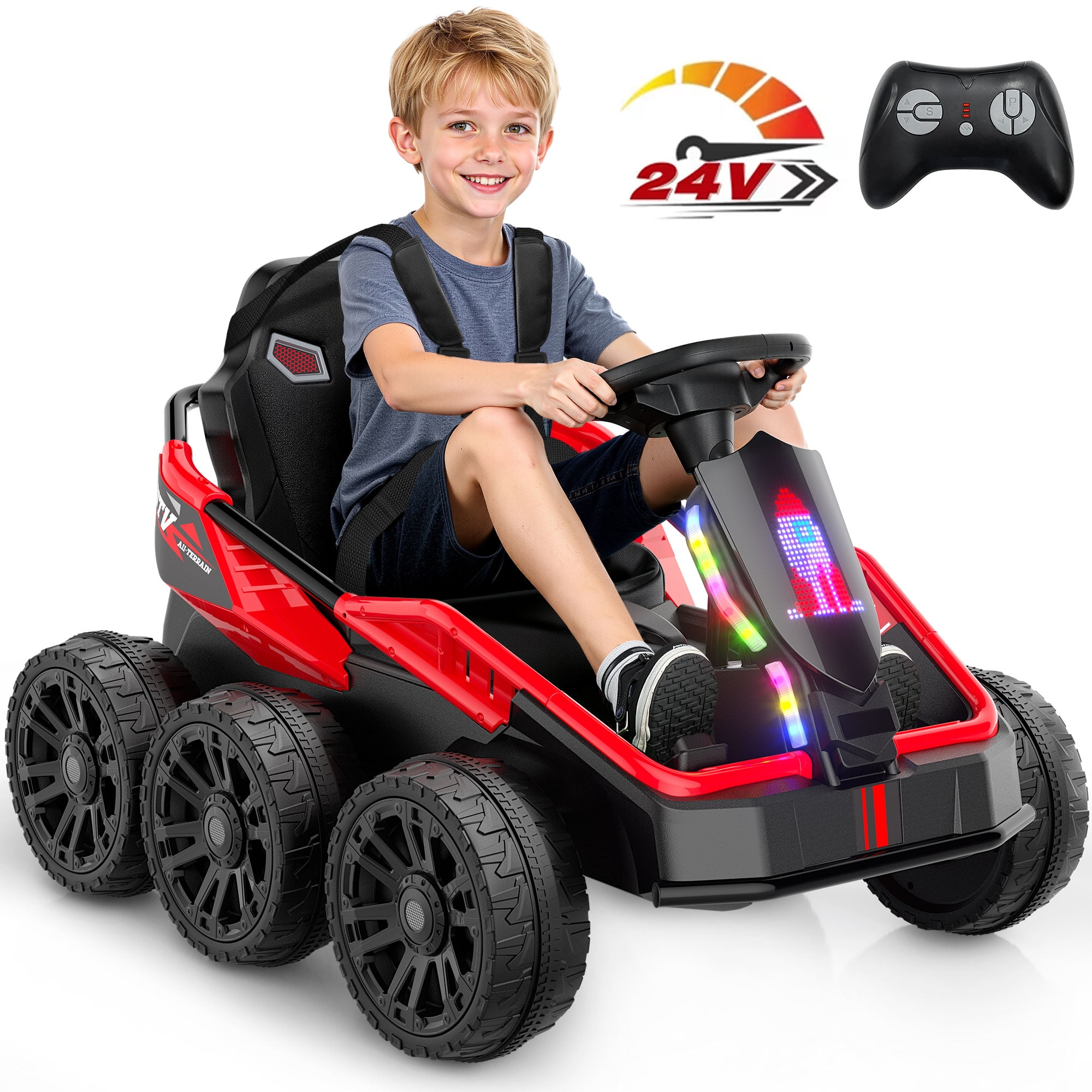 East doll 24V Power Ride on Toys for Big Kids, 6 Wheels Kids UTV, 4x75W ...