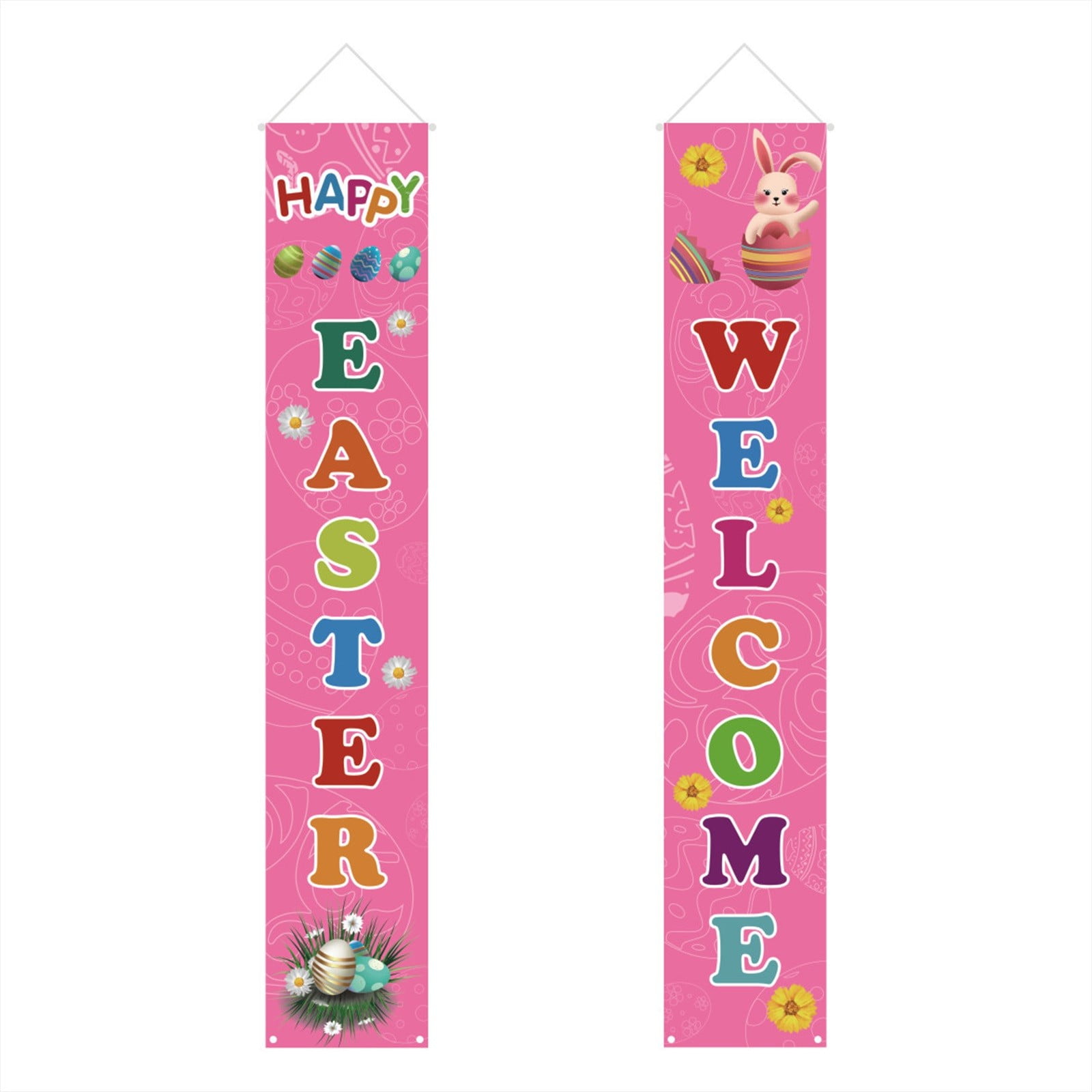 🎁Easter Porch Sign Happy Easter Banner Indoor Outdoor Wall Hanging Flag ...