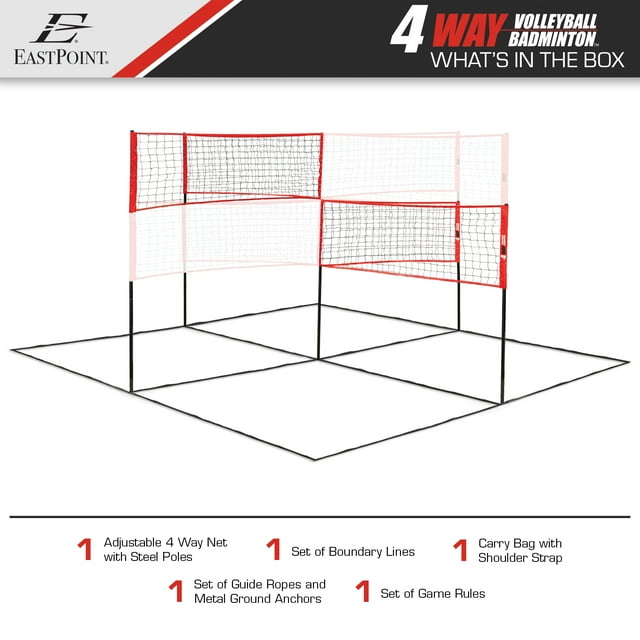 EastPoint Sports 4-Way Badminton Volleyball Net - Walmart.com