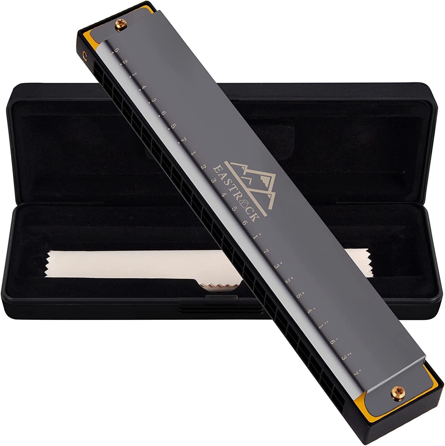 EastRock Harmonica Key of C, 24 Holes Black Mouth Organ, Portable ...