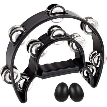 Double Row TAMBOURINE - Metal Jingles Hand Held Percussion Ergonomic ...