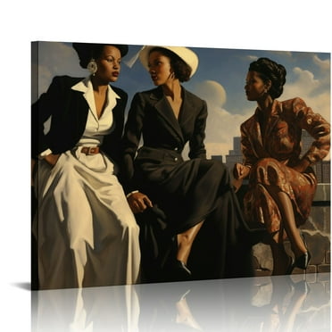AXXPosters-Black Queen Wall Art African American Canvas Wall Art Black Women Purple Flowers ...