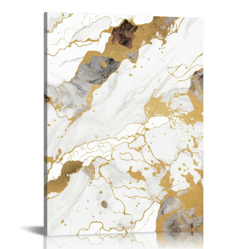 EastSmooth Abstract Black Gold Marble Texture Wall Art Painting ...