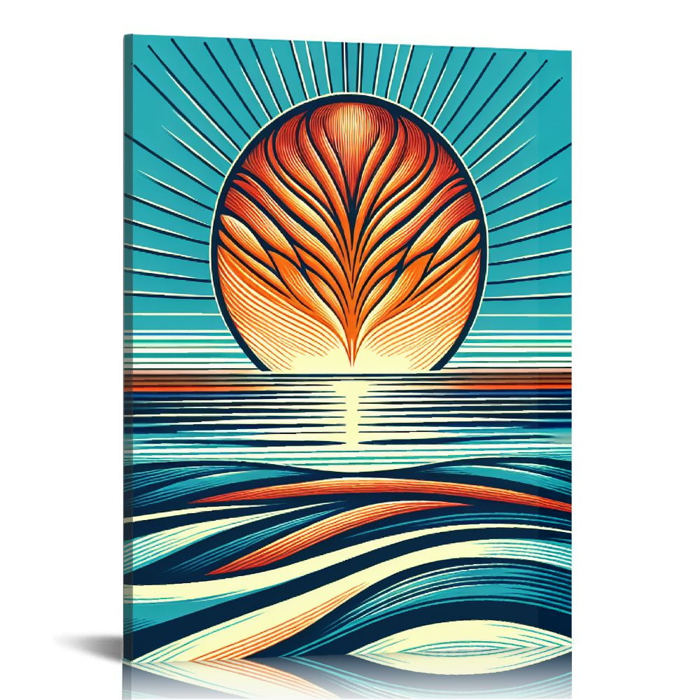 Lingy Abstract Boho Sun Sunrise Sunset Wall Art Canvas Boho Minimalist ...