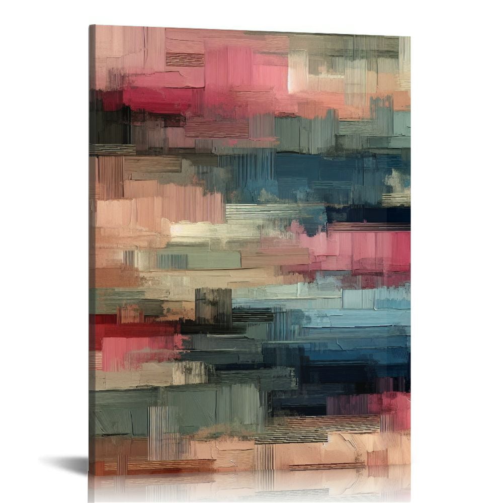 EastSmooth Abstract Canvas Wall Art Set - Framed Watercolor Block Array ...