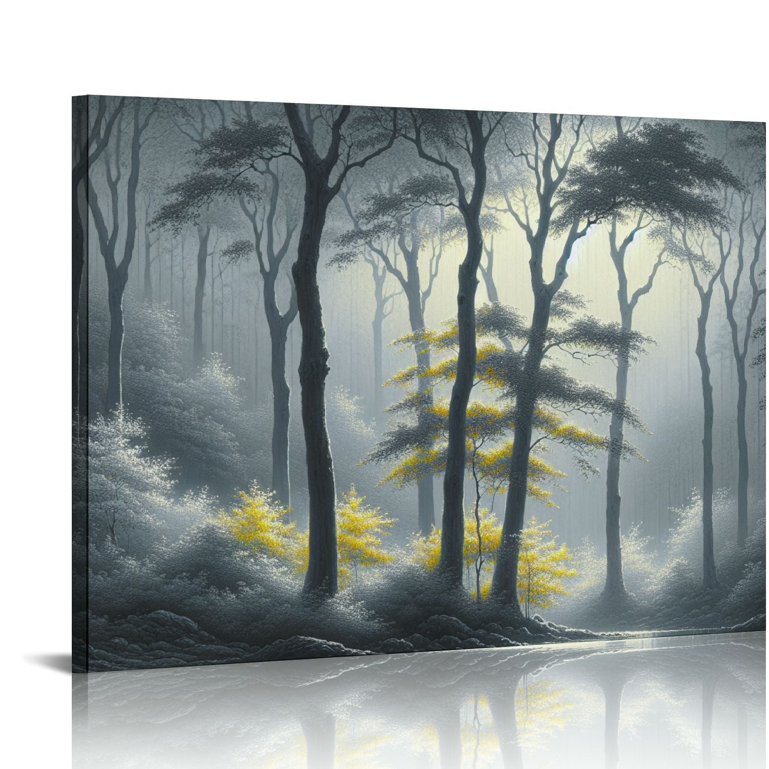 EastSmooth Abstract Gray Canvas Wall Art: Rustic Grey Tree Forest ...