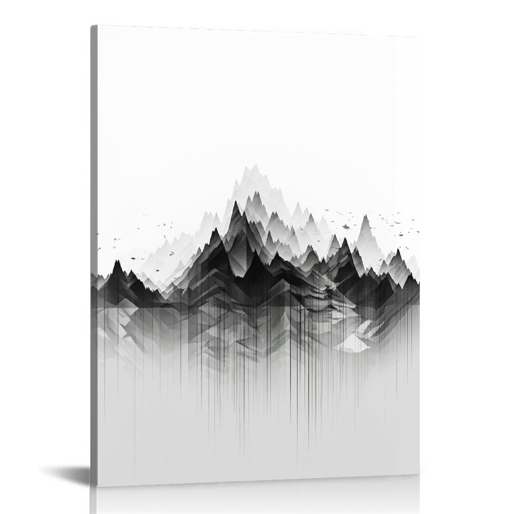 EastSmooth Abstract Mountain Canvas Wall Art Line Black and White ...