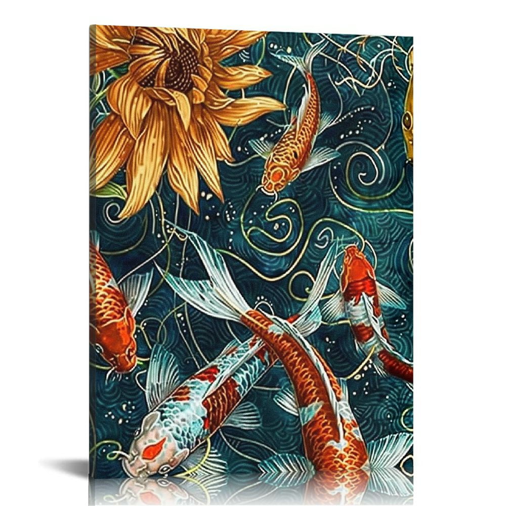 EastSmooth Aesthetic Wall Art 9 Koi Fish Wall Art Lucky Koi Wall Poster ...