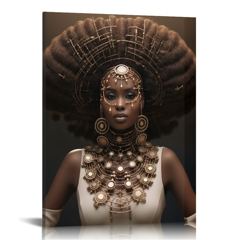 EastSmooth African American Wall Art - Silver Black Woman Portrait Poster, Minimalist African ...