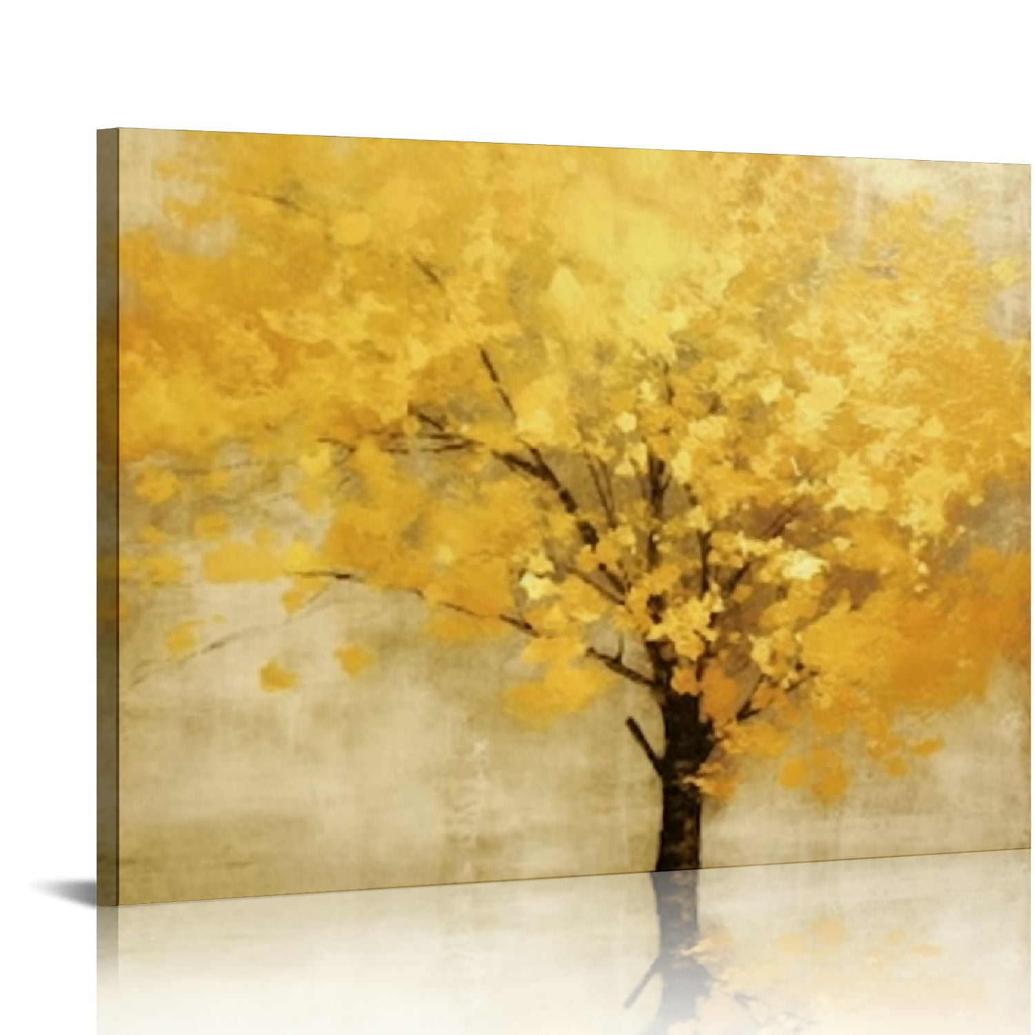 EastSmooth Autumn Tree Wall Art Canvas Fall Gold Leaves Modern Artwork ...