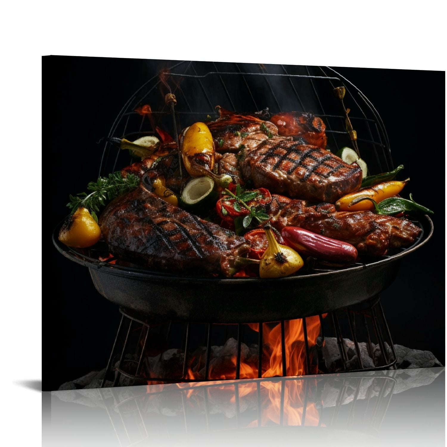 EastSmooth Barbecue Wall Art Kebab Canvas Painting Vegetables Meat ...