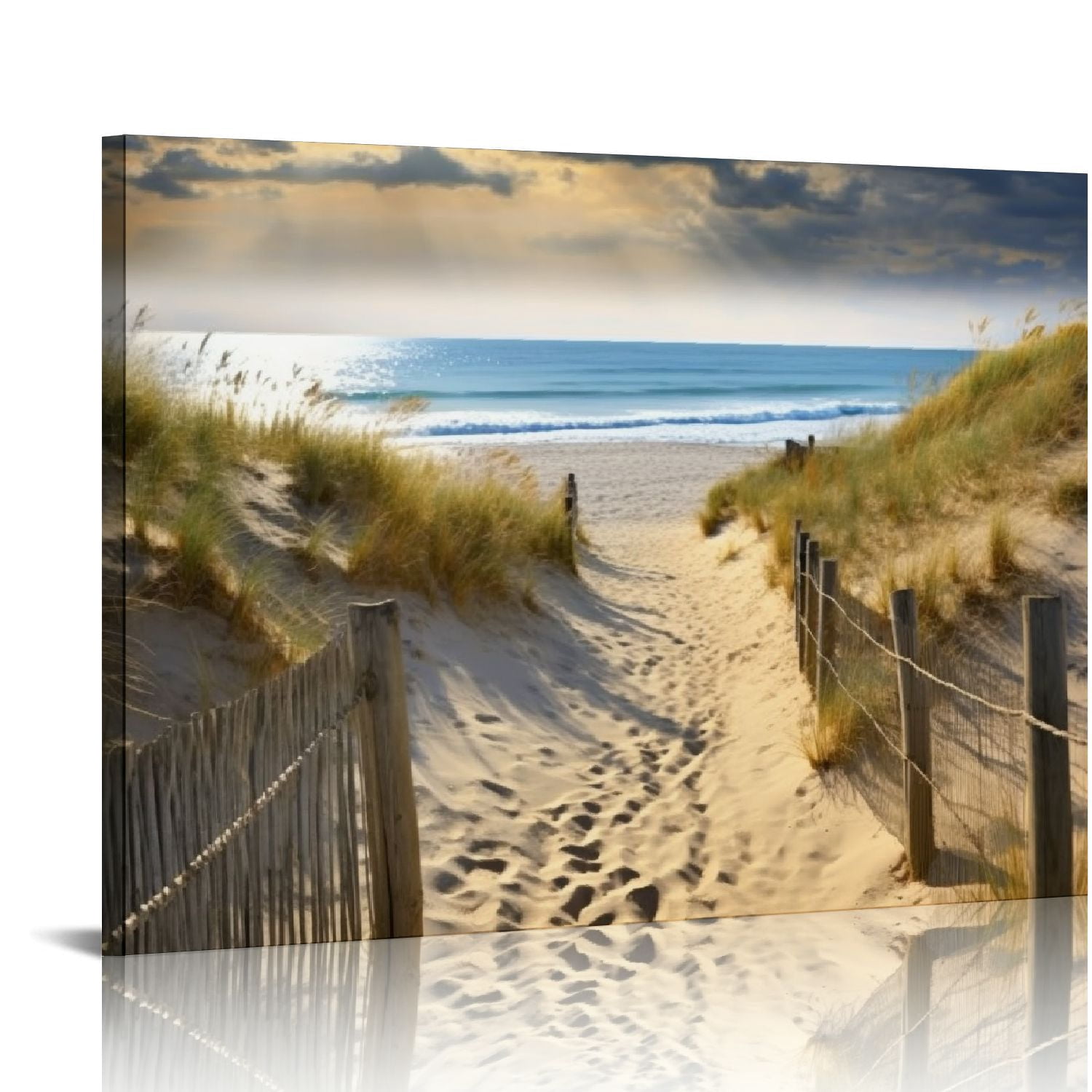 EastSmooth Beach Canvas Wall Art for Bathroom Gold Sand Wall Decoration ...