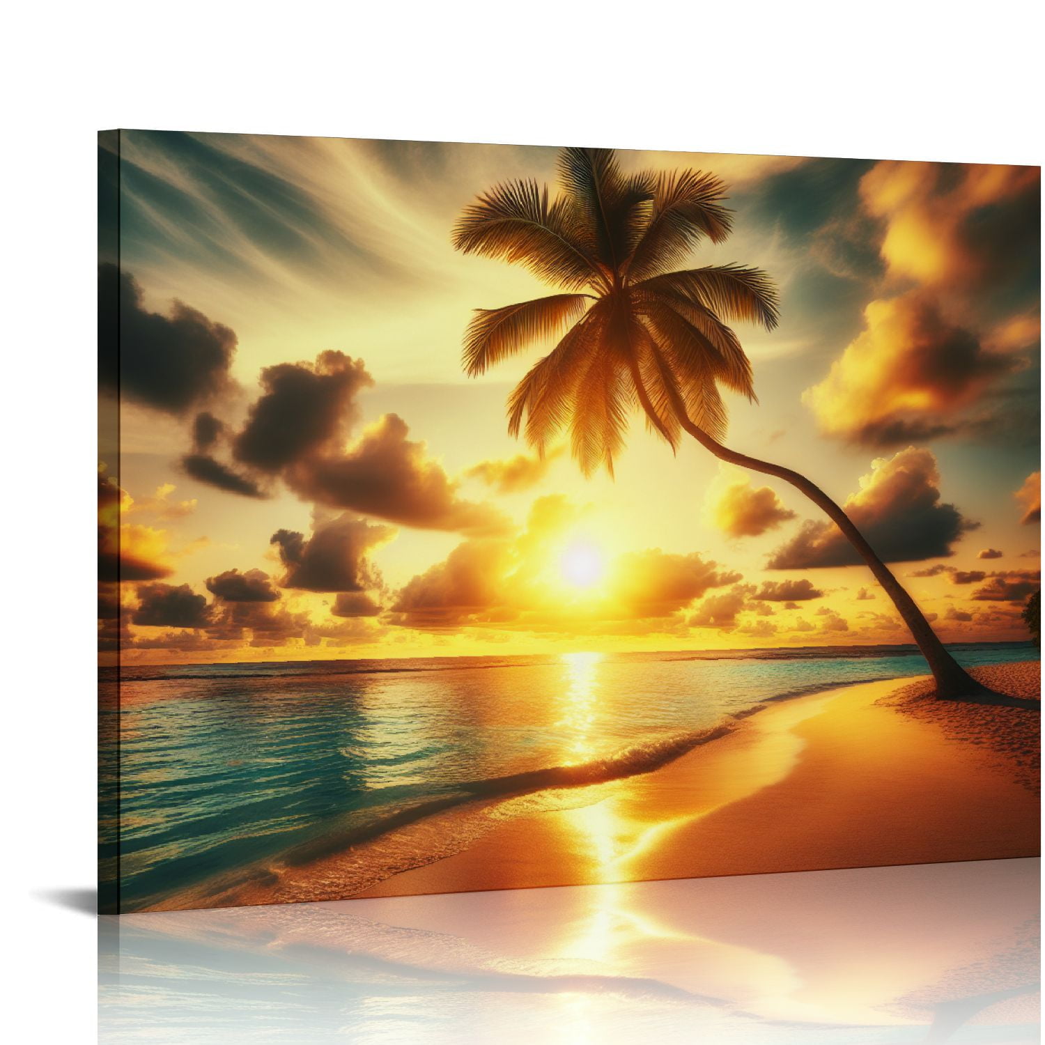 EastSmooth Beach Coconut Tree Sunset Landscape Canvas Poster Wall Art ...