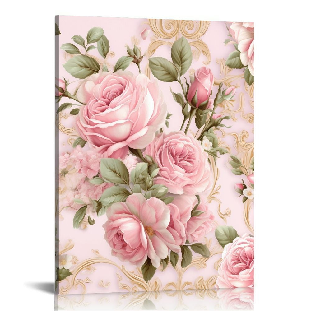 EastSmooth Bedroom Decor for Women Pink Rose Decor Canvas Art Flower ...