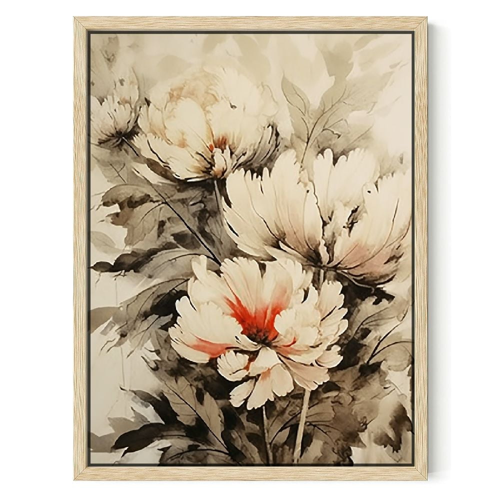 EastSmooth Beige Abstract Flower Canvas Wall Art Decor Beige Abstract ...