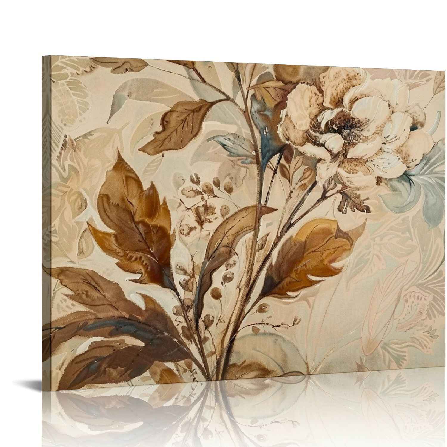 EastSmooth Beige Abstract Flower Canvas Wall Art Decor Beige Abstract ...