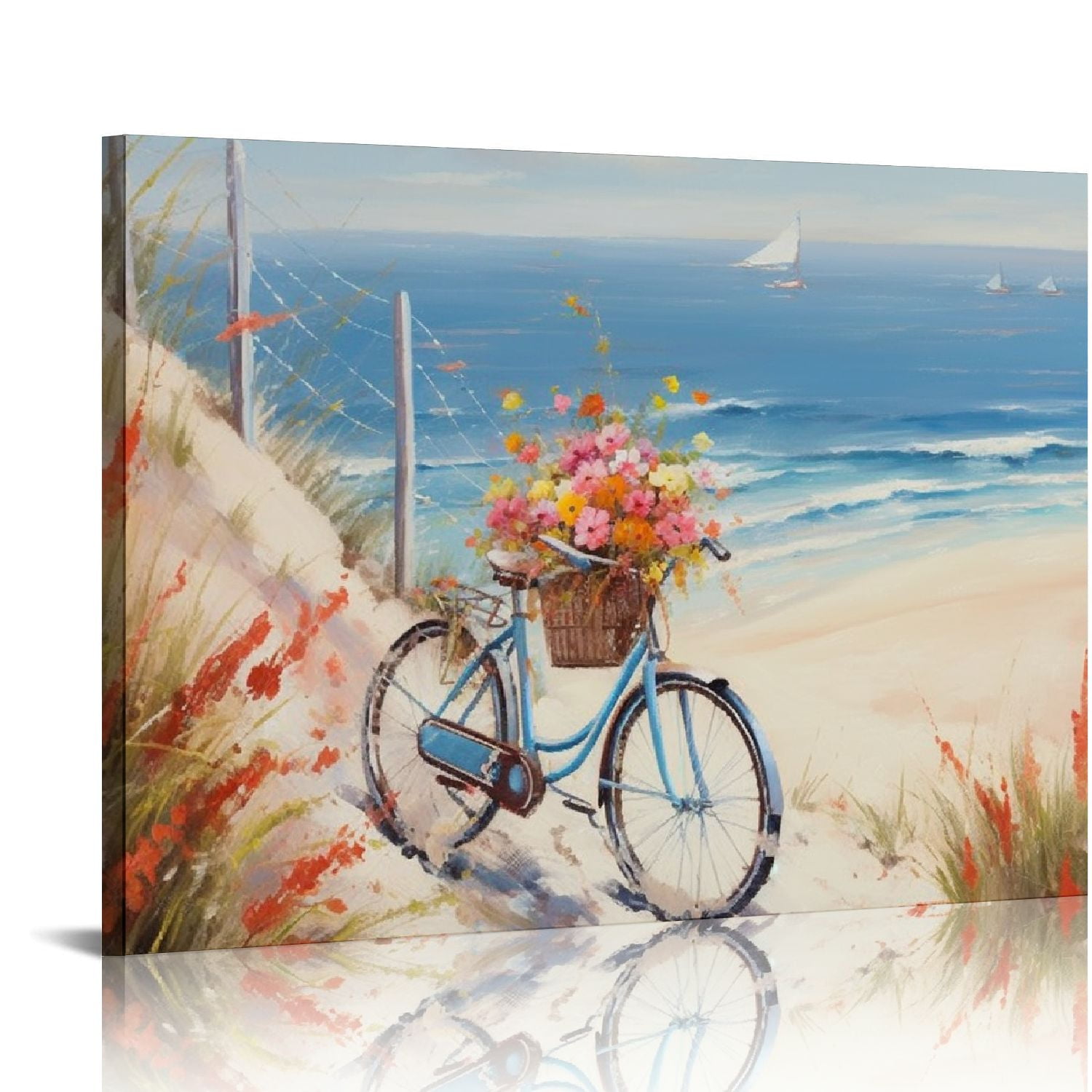 EastSmooth Bicycle Wall Art Beach Canvas Wall Art Bicycle Canvas Art ...