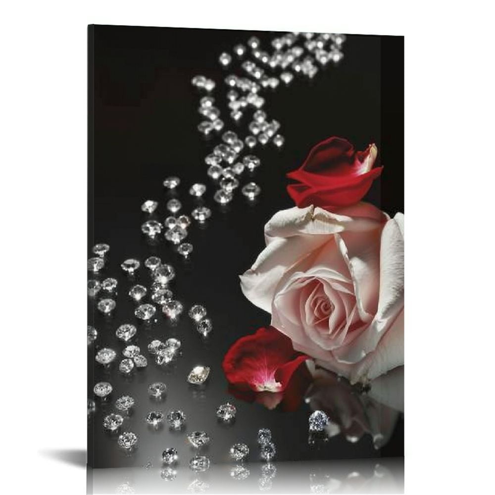 EastSmooth Black And White Red Rose Poster Canvas Painting Wall Art ...