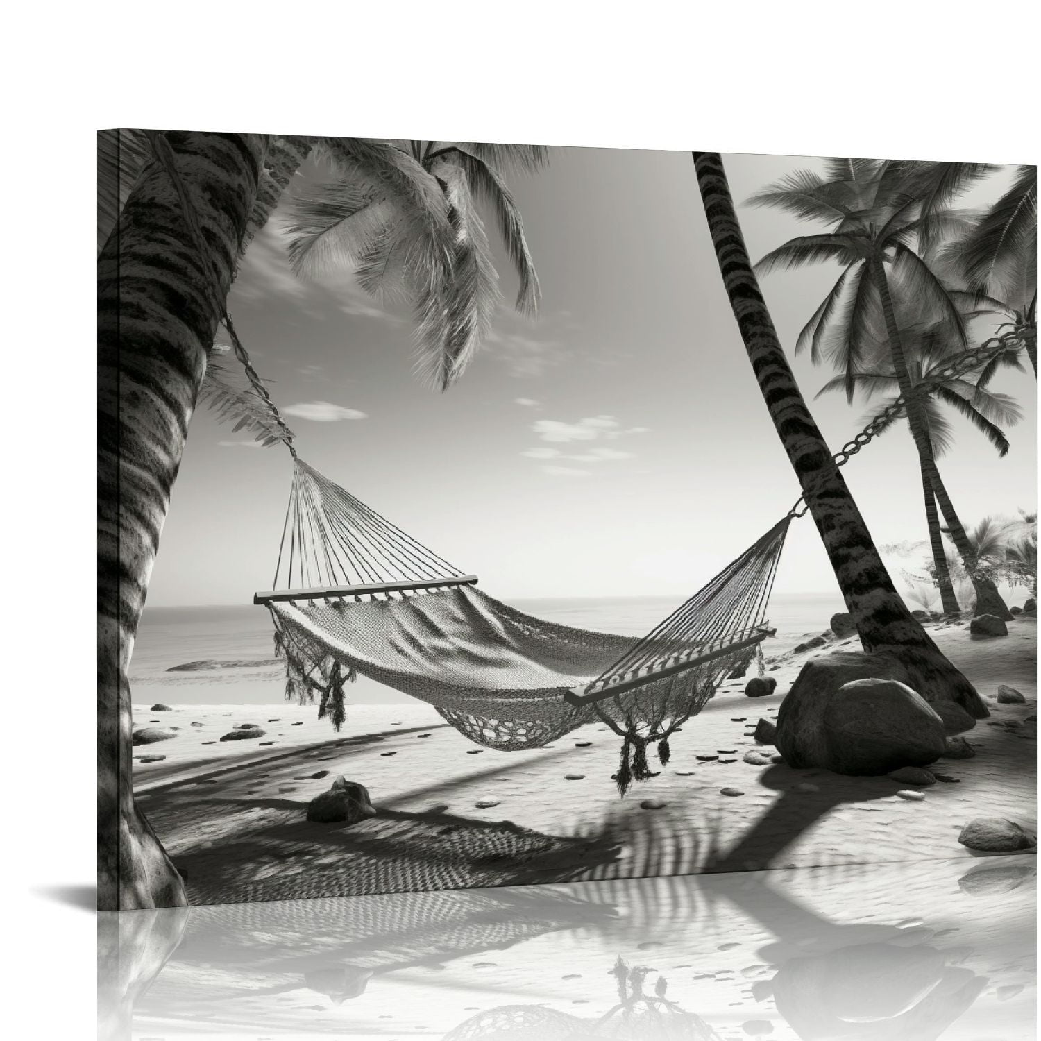 EastSmooth - Black and White Beach Wall Art Seascape Painting Sunrise ...