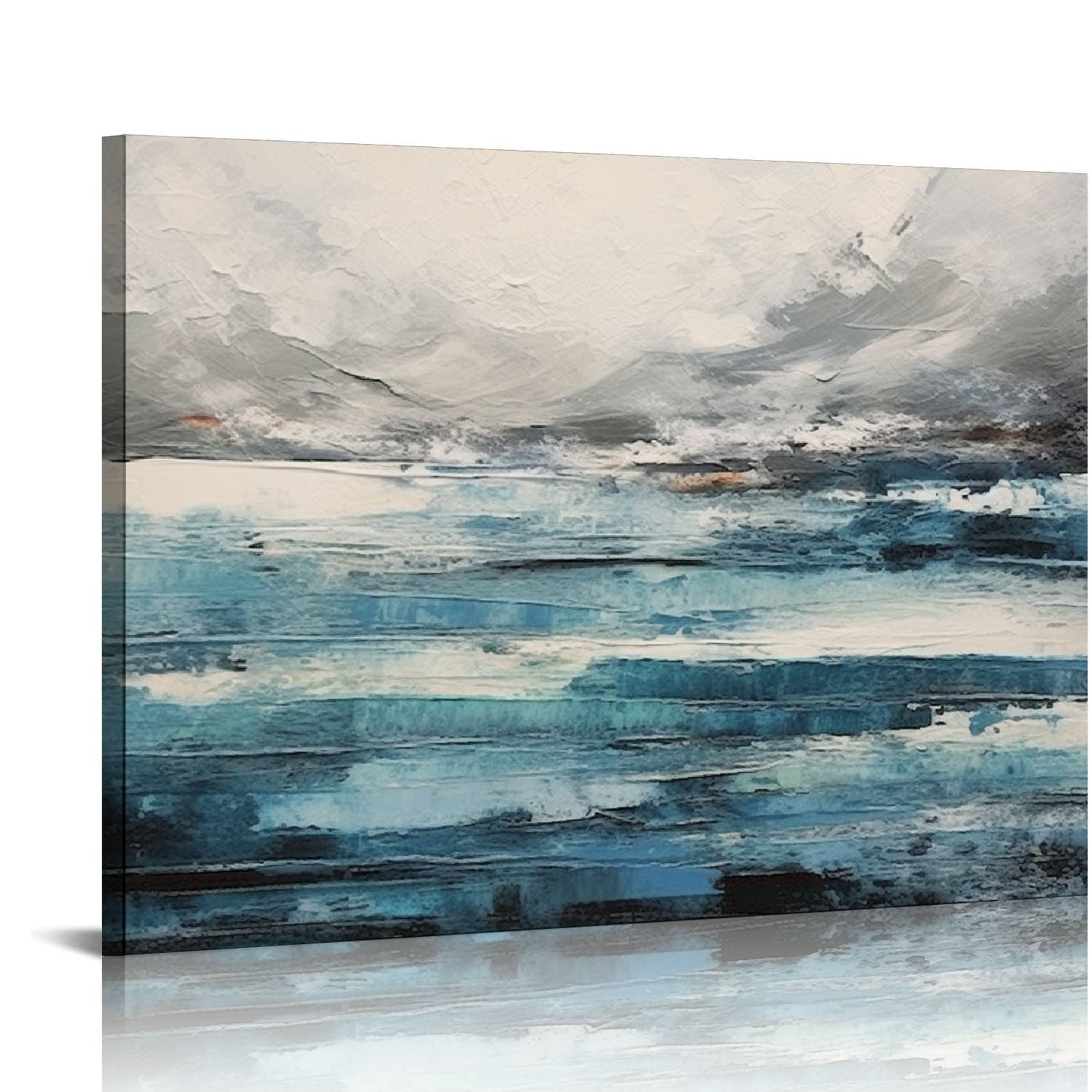 EastSmooth Blue Gray Abstract Canvas Wall Art Haze Blue Painting ...