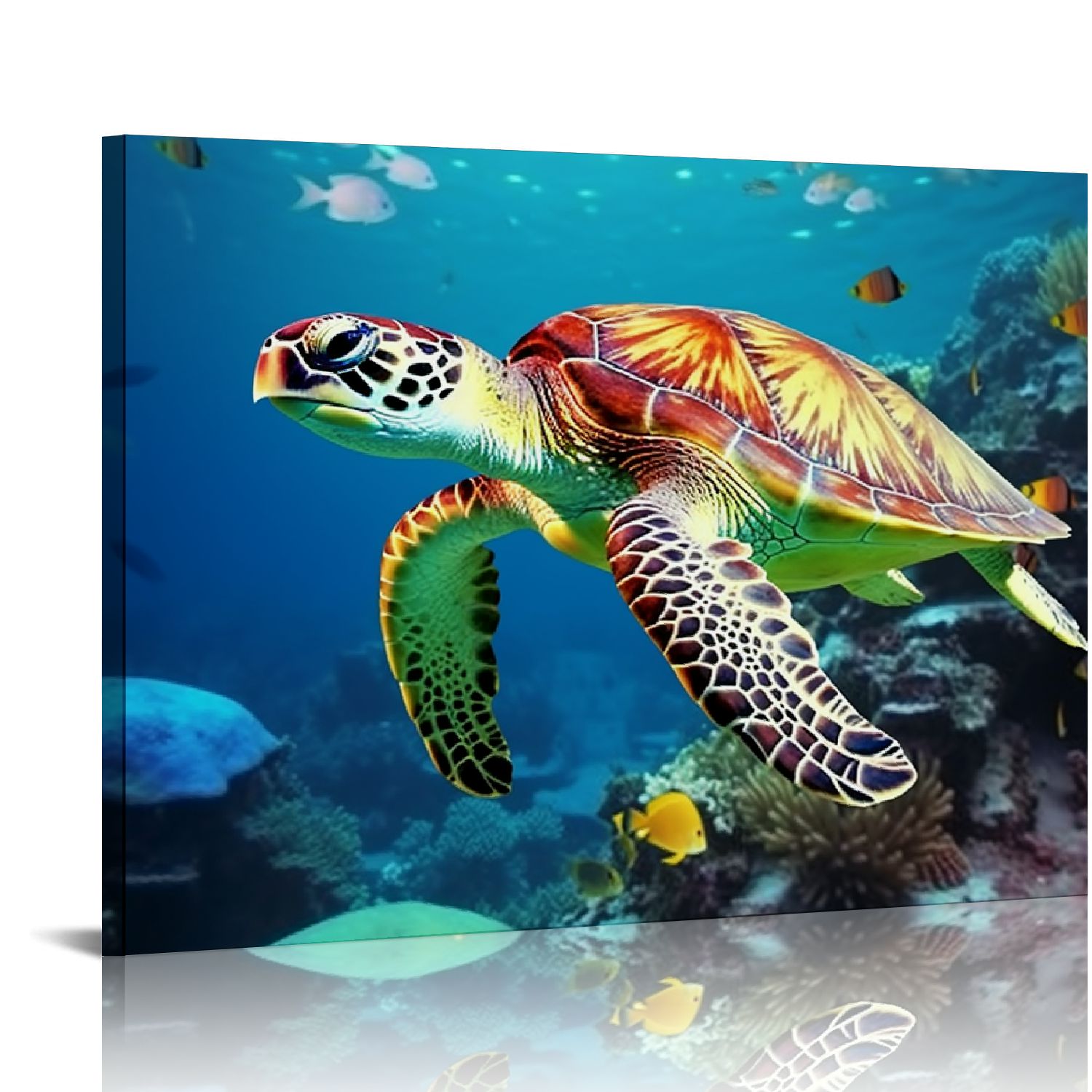 EastSmooth Blue Ocean Aquatic Animals Decor Wall Art Turtle Pictures ...