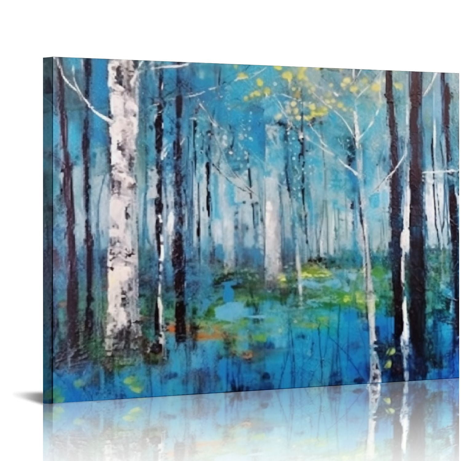 EastSmooth Blue Tree Canvas Wall Art Forest Landscape Picture Modern ...