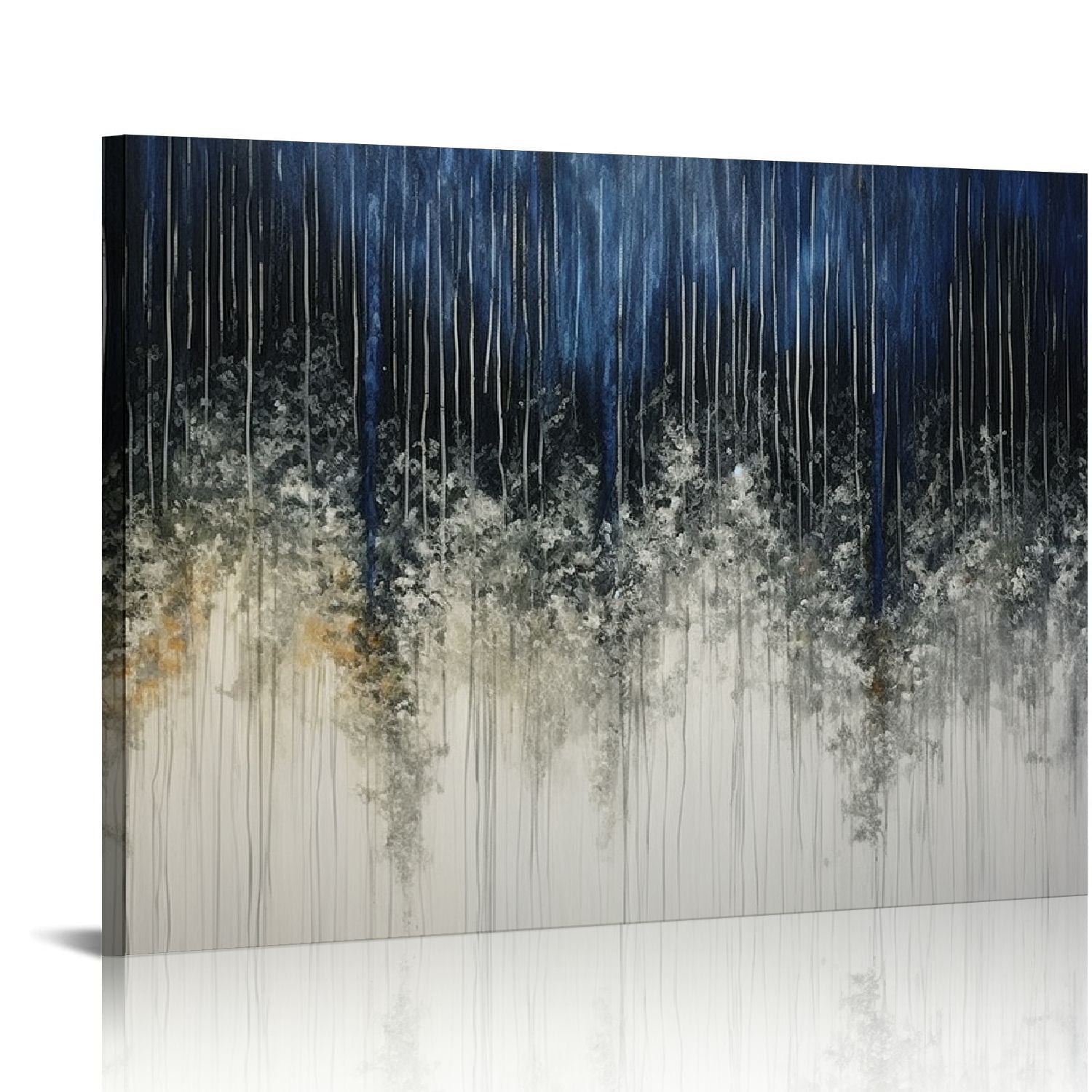 EastSmooth Blue & Silver Canvas Wall Art, Painted Abstract Painting ...