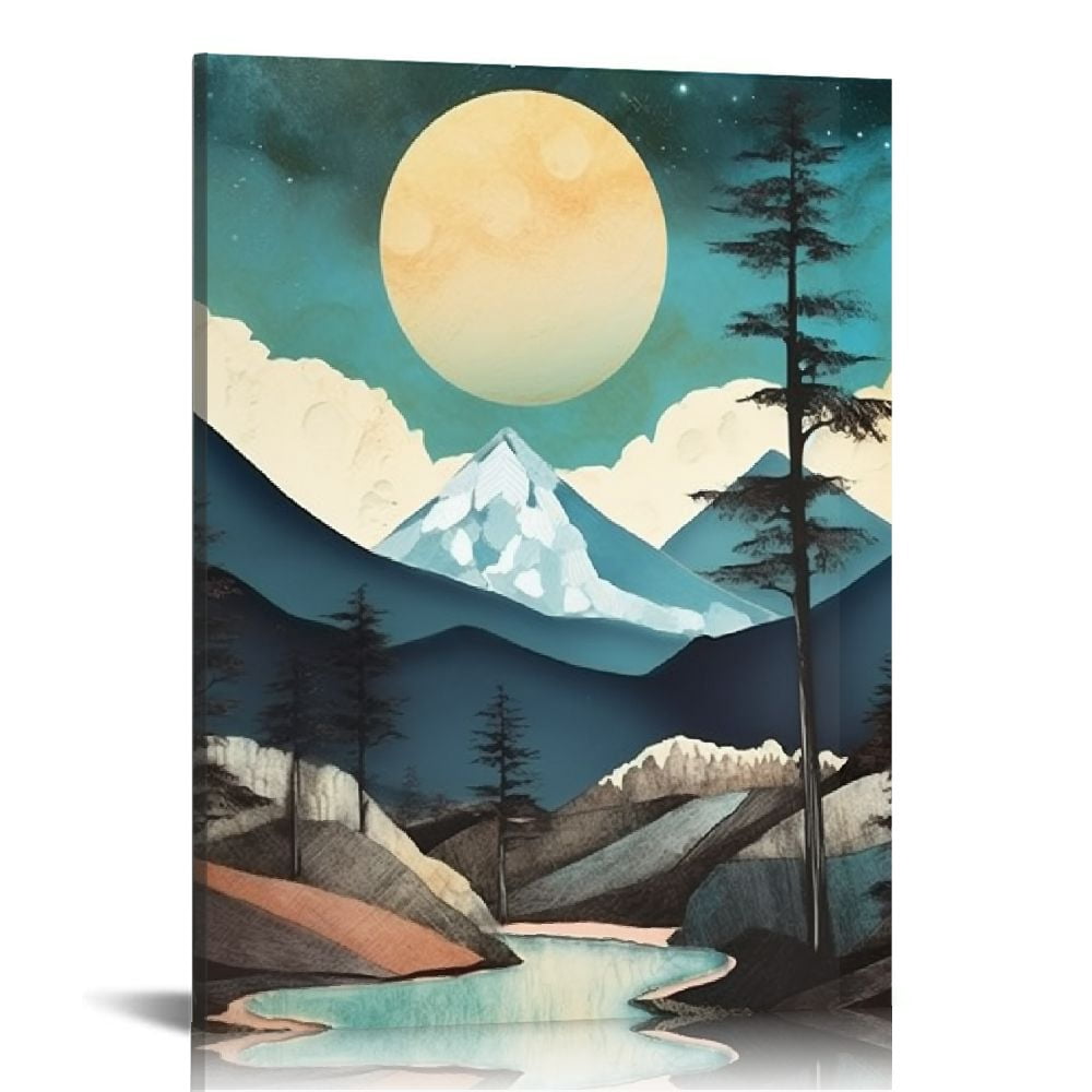 EastSmooth Boho Mountain Wall Decor- Abstract Canvas Wall Art for ...