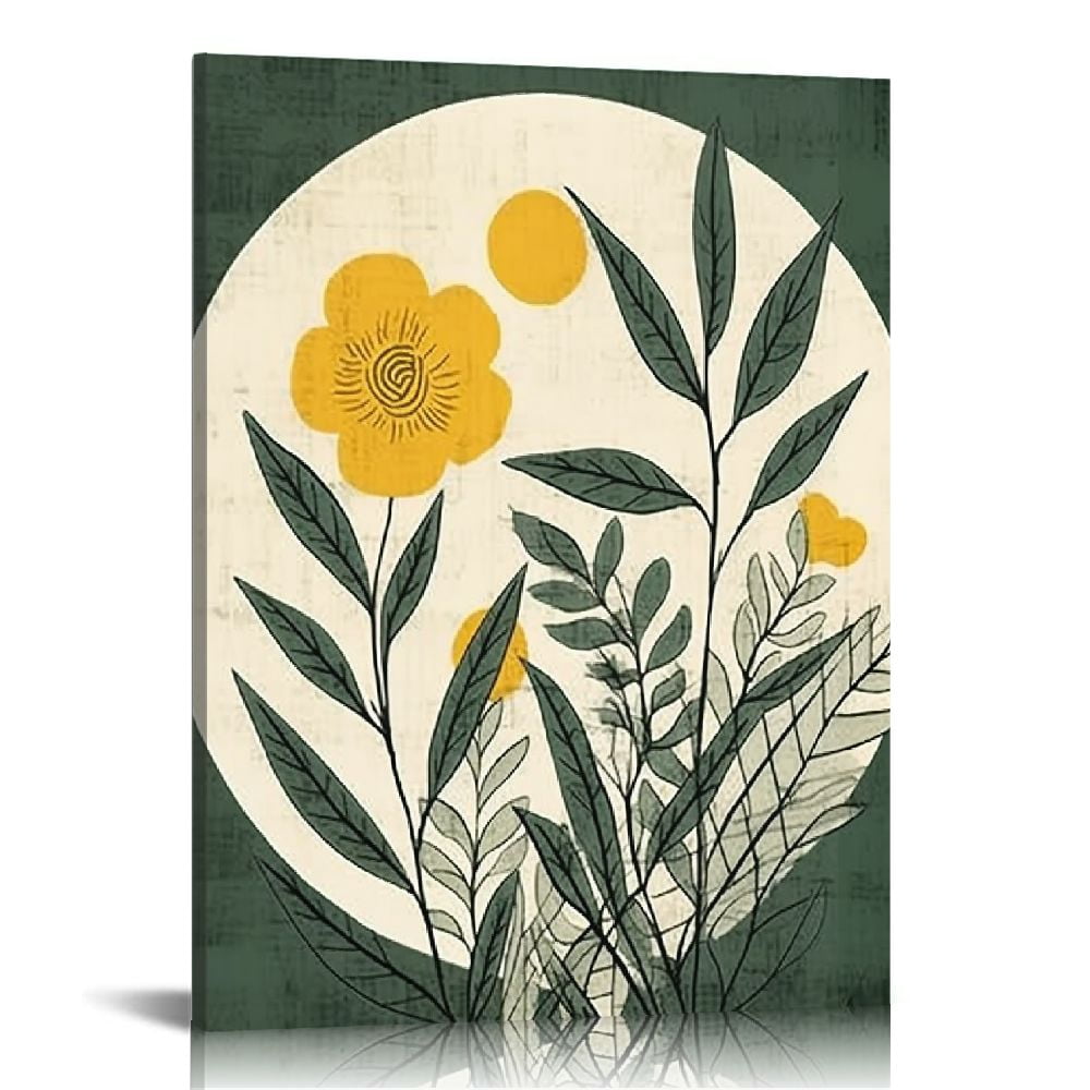 EastSmooth Boho Wall Art , Mid Century Modern Decor Sun Moon Palm Leaf ...