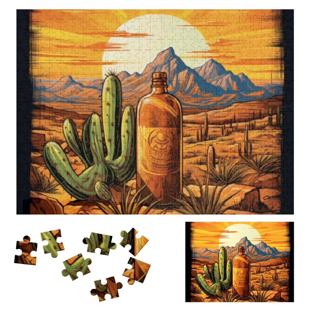 EastSmooth Cactus Mountain Sun Wooden Jigsaw Puzzle for Adults and Kids ...